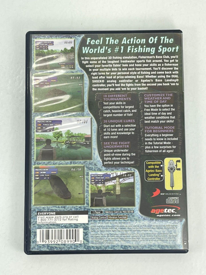 Sony PlayStation 2 PS2 Fisherman's Bass Club Fishing Video Game ...