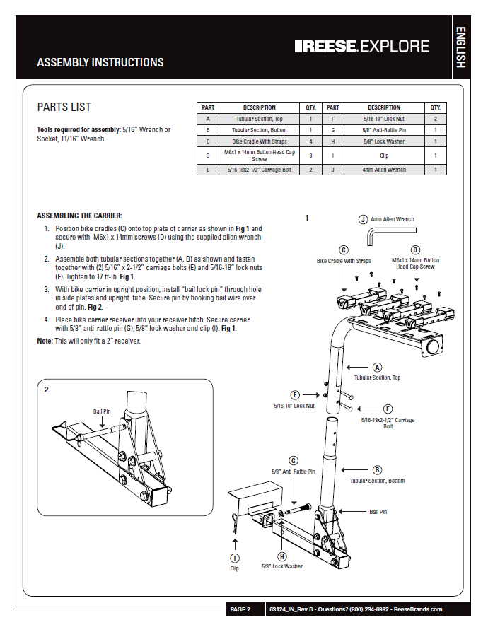 Reese Eclipse 4 Bike Rack Carrier RV Trailer Truck Car SUV Offroad Use ...