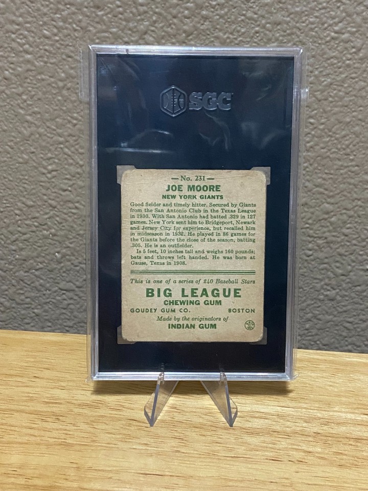 1933 Joe Moore Vintage Goudey MLB Baseball Card #231 SGC 1 | eBay