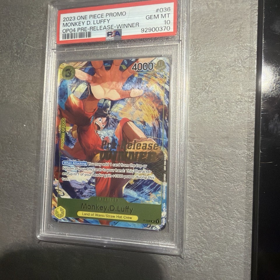 Monkey D. Luffy Winner P-036 OP04 Pre-Release Promo One Piece Card PSA ...
