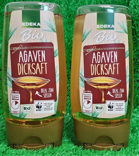15€/kg) 2x EDEKA Bio AGAVEN DICKSAFT 350g Dosierflasche Agavendicksaft ...