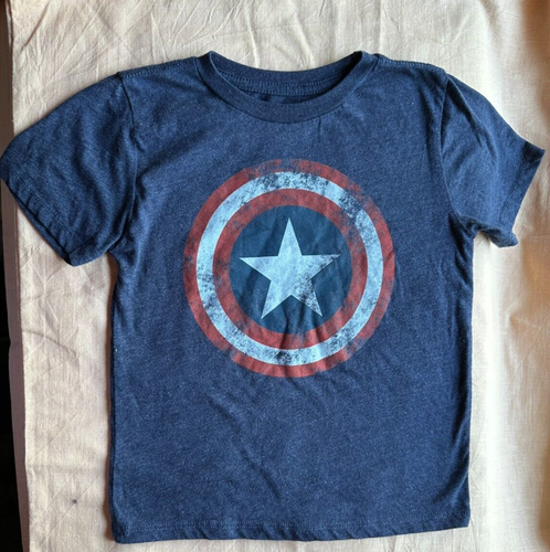 Marvel Captain America Blue Distressed Style Short Sleeve T Shirt Size ...