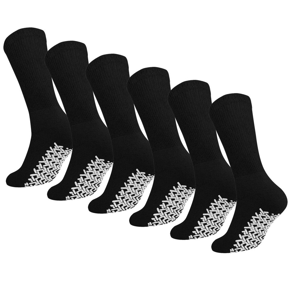Falari Anti Slip Rubber Grip Non Skid Crew Cotton Diabetic Socks Home ...