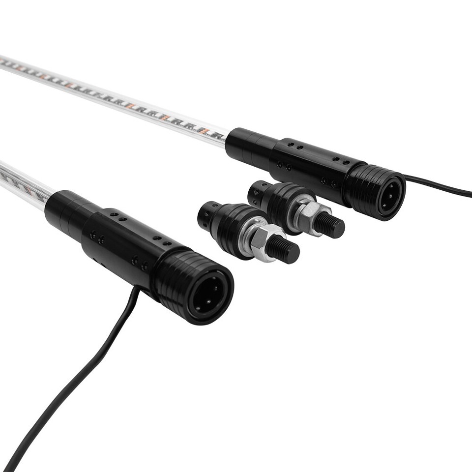 Pair 4ft RGB LED Spiral Whip Lights Antenna UTV ATV for Polaris RZR XP ...