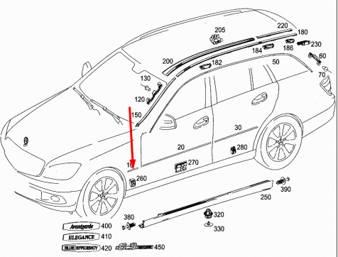 NEW MB C-CLASS W204 RIGHT WING FENDER CHROME MOLDING TRIM A2046903262 ...