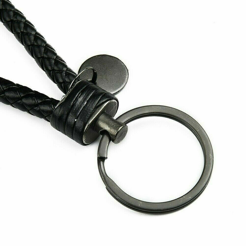 1x Car Keychain Leather Rope Strap Weave Keyring Key Ring Chain Key ...