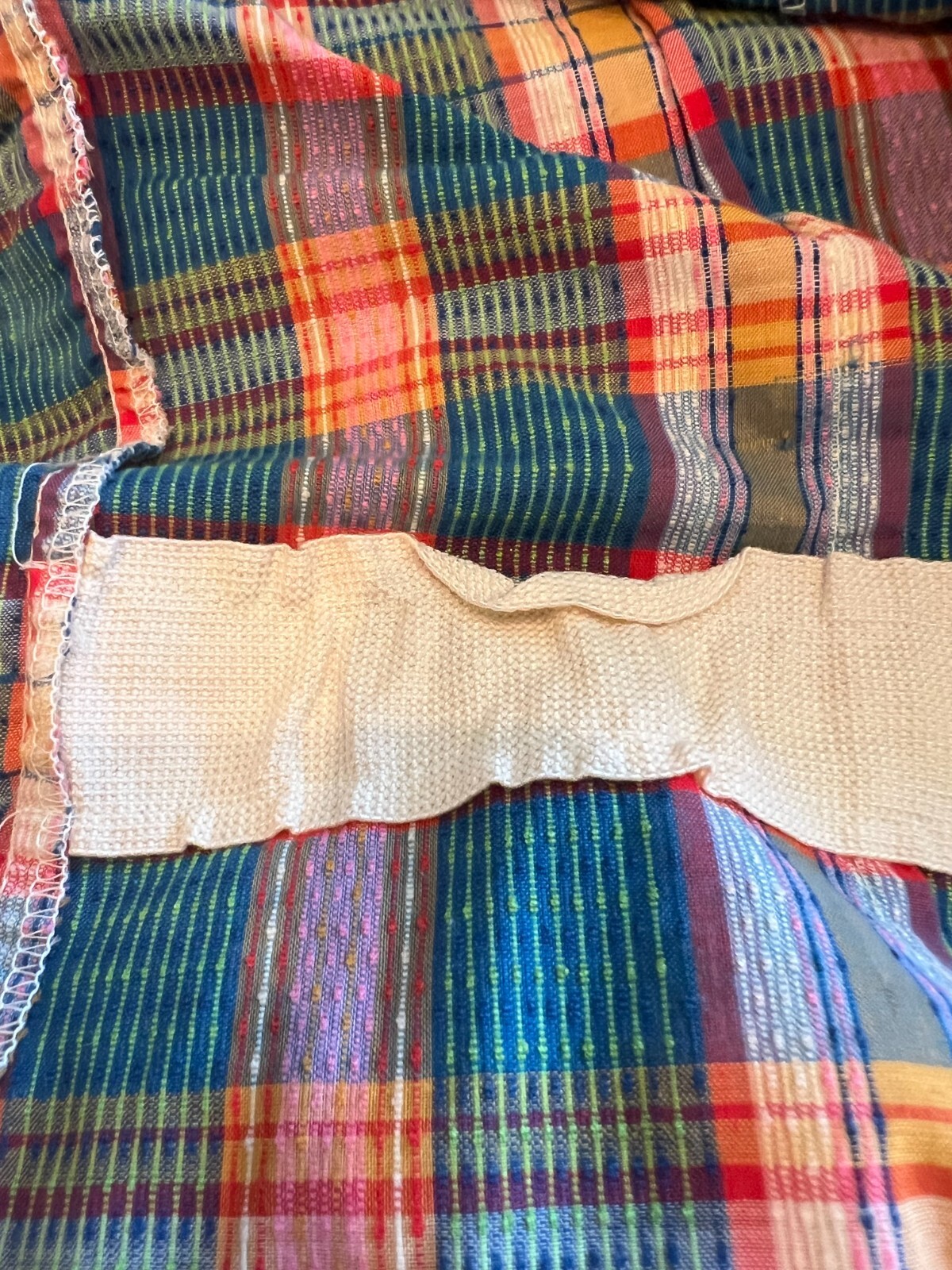 1970s Vtg 2pc Skirt Suit S Multicolored Nubby Plaid Short Sleeve Miss ...