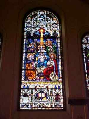 Large German Stained Glass Church Window, 176" ht., The Adoration of ...