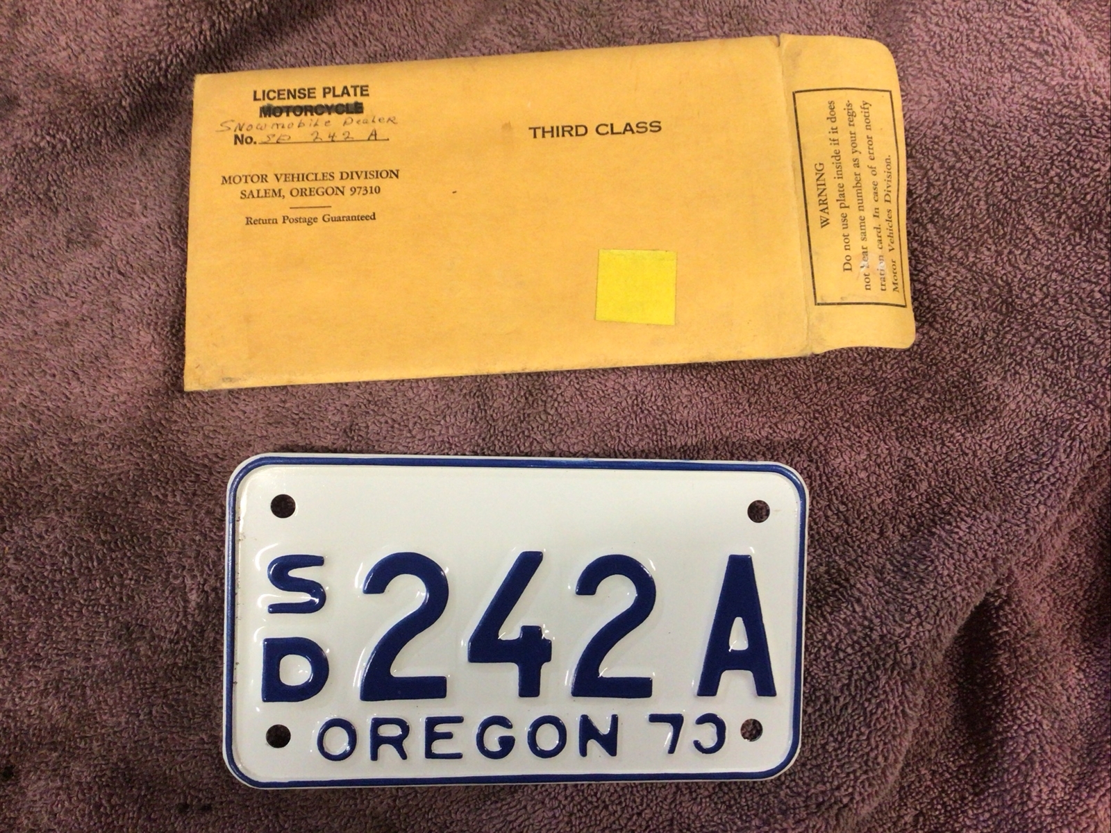 1973 OREGON Snowmobile DEALER License Plate Vintage Ski Doo Arctic Cat ...