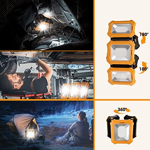 EverBrite LED Rechargeable Work Light 3000LM Folding Portable 7800mAh ...