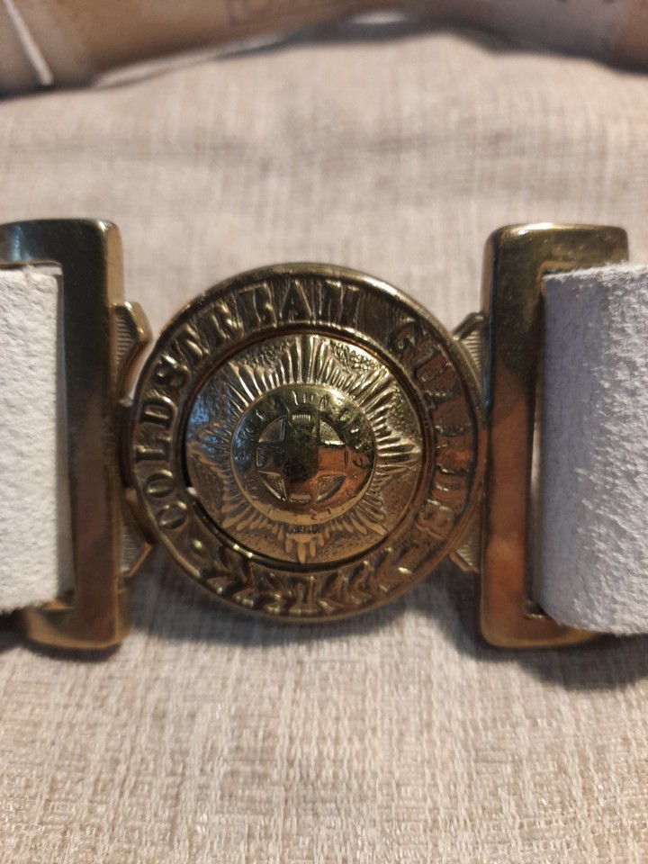 Coldstream Guards White Leather Parade Belt & Brass Buckle 44" waist ...