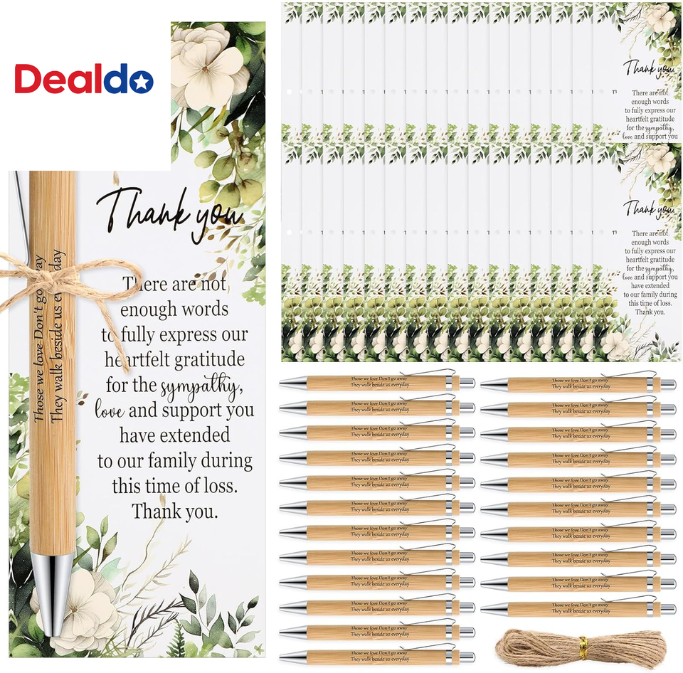 100 Sets Memorial Funeral Favors Include Green Leaf Sympathy Cards and ...