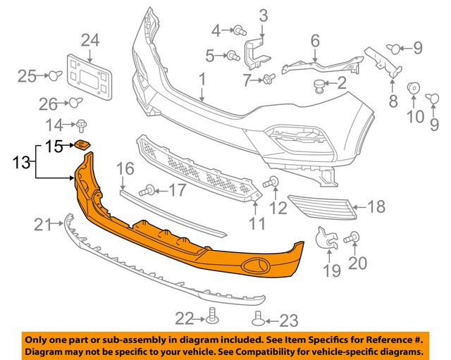 Honda OEM 2016 Pilot Front Lower Bumper-spoiler Chin Lip 71110TG7A00 ...