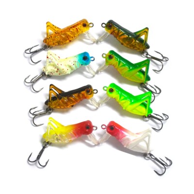 8Pcs Locust Grasshopper Hard Fishing Lures Bait Crankbait 35mm With Box ...
