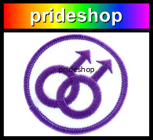 Double Male Symbol White Background Embroidered Iron On Gay Pride Patch ...