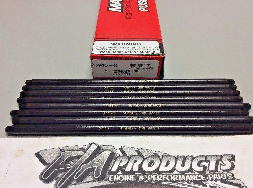 Manley 25945-8 Swedged End 9.450" Long .080" Wall 3/8" 4130 Push Rods ...