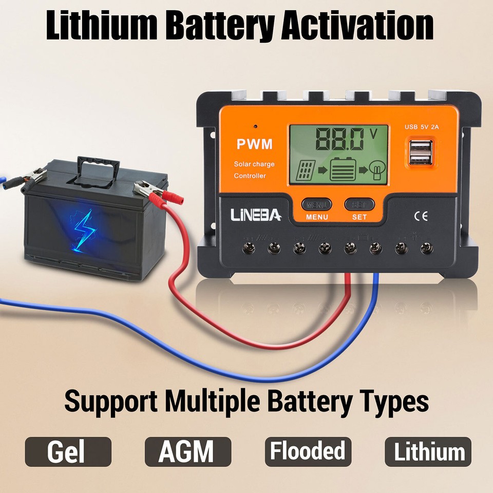 100A PWM Solar Panel Regulator Charge Controller Auto Focus Tracking ...