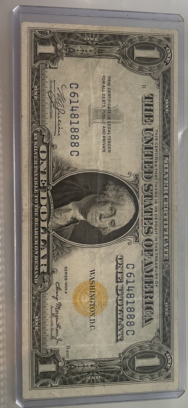 $1 1935-A North Africa Silver Certificate Yellow Seal WWII Emergency ...