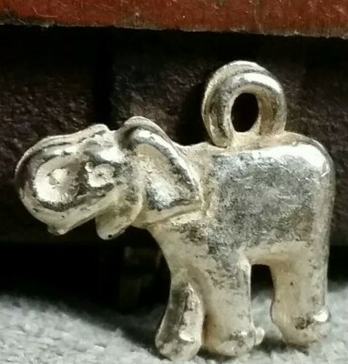 Vintage plastic silver color elephant charm prize jewelry | eBay