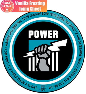 PORT ADELAIDE LOGO Edible ICING CAKE TOPPER Large Round Vanilla ...