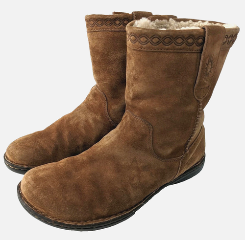 UGG Aliso Boots Mens 12 Suede Shearling Lined Pull On Brown Sheepskin ...