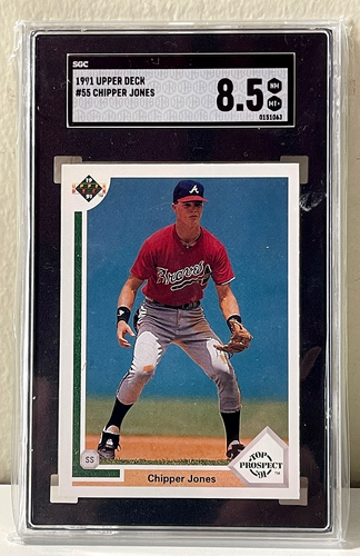1991 Upper Deck Chipper Jones RC Rookie #55 Atlanta Braves SGC 8.5 ...