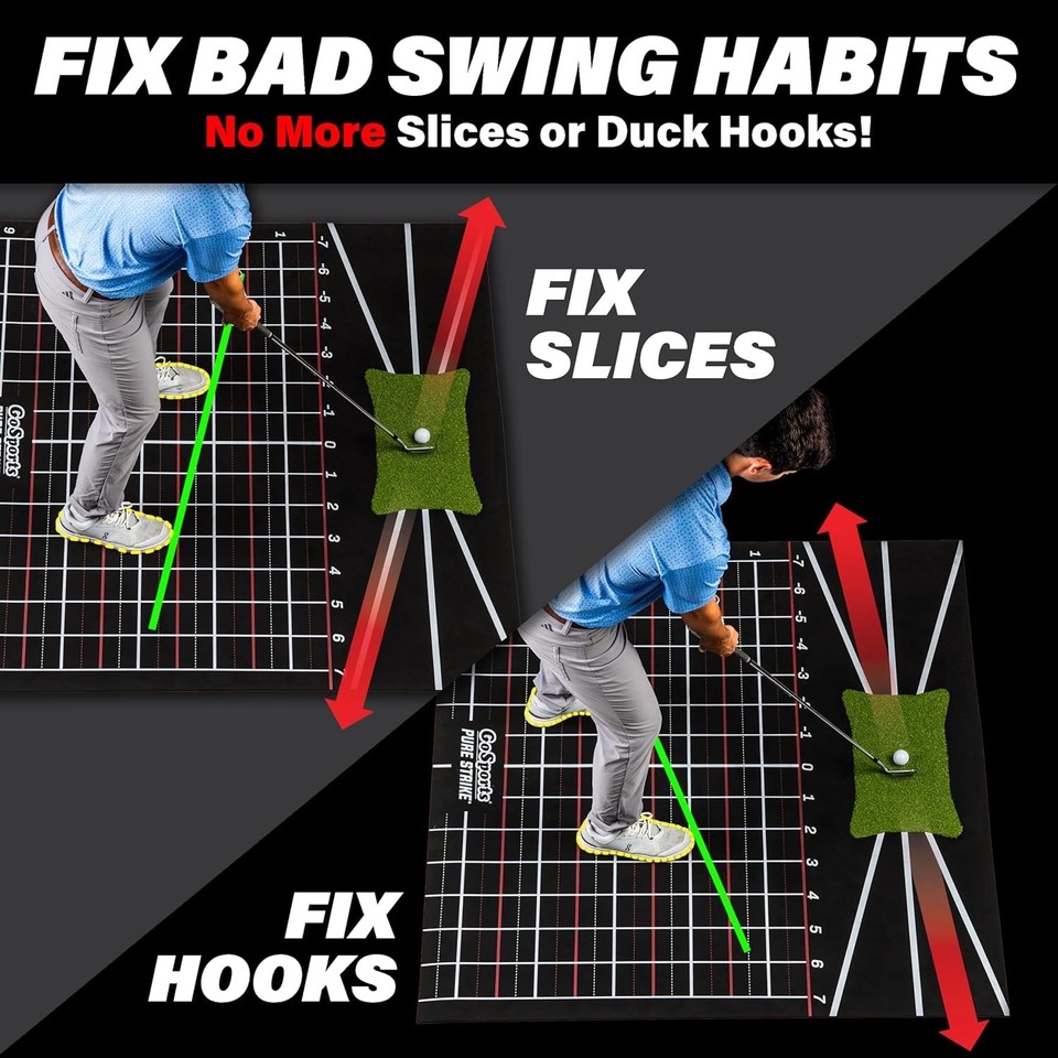 GoSports 5 x 5 Golf Hitting Mat - Fix Slices & Hooks - Indoor/Outdoor ...