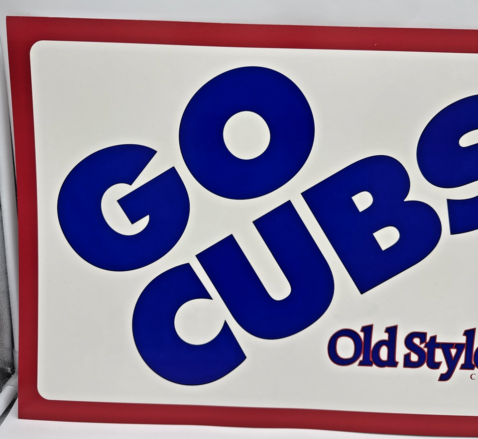 Vintage Chicago Cubs Old Style Light Beer Sign Double Sided Bar Man ...