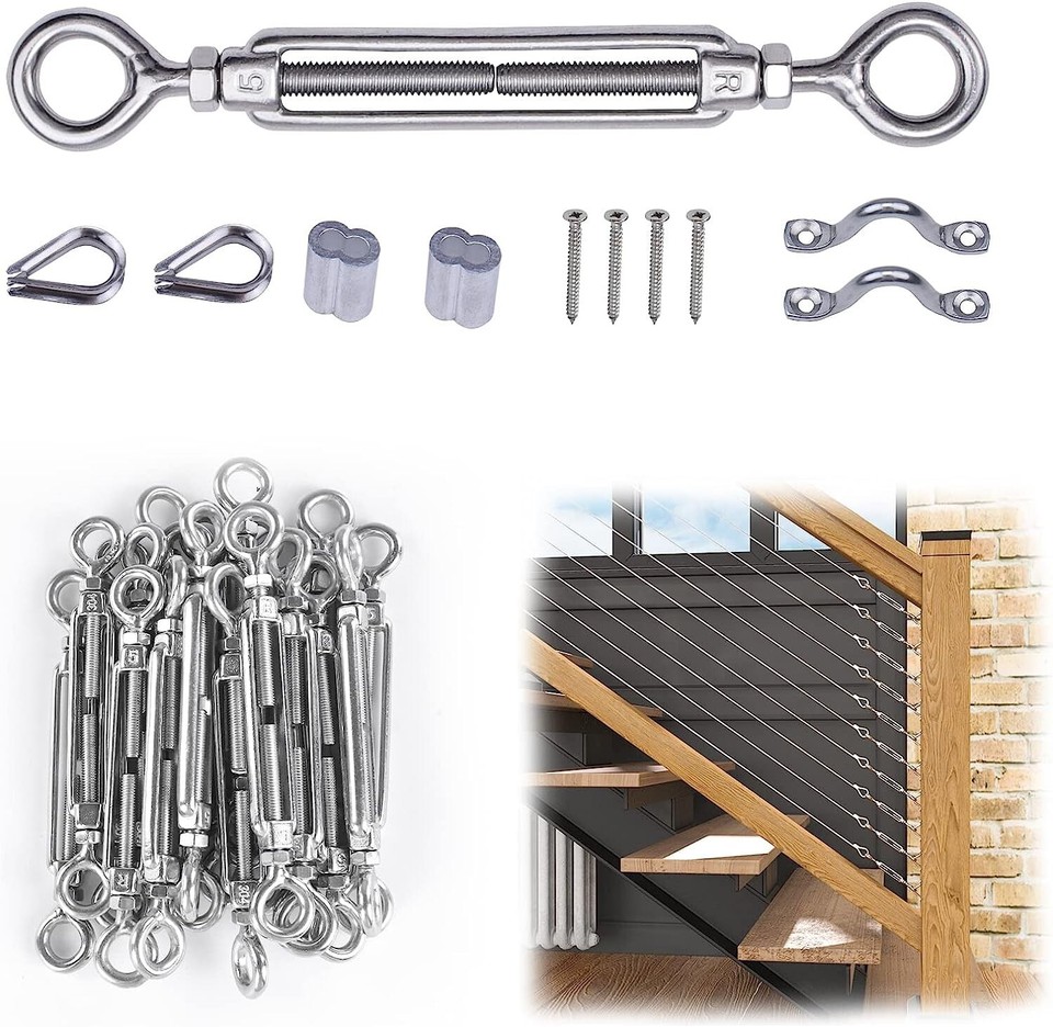 Cable Railing Kit Hardware 1/8 Stainless Steel Wire Rope Deck Railing ...