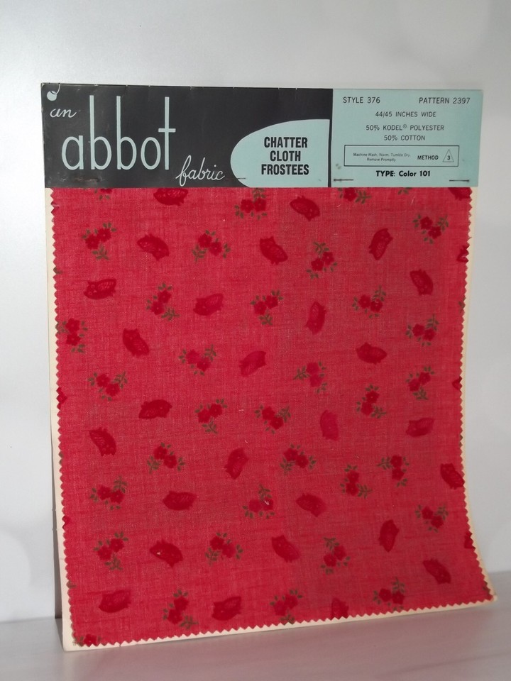 Vintage Abbot Fabric Samples Flocked Owl Pattern B14 | eBay
