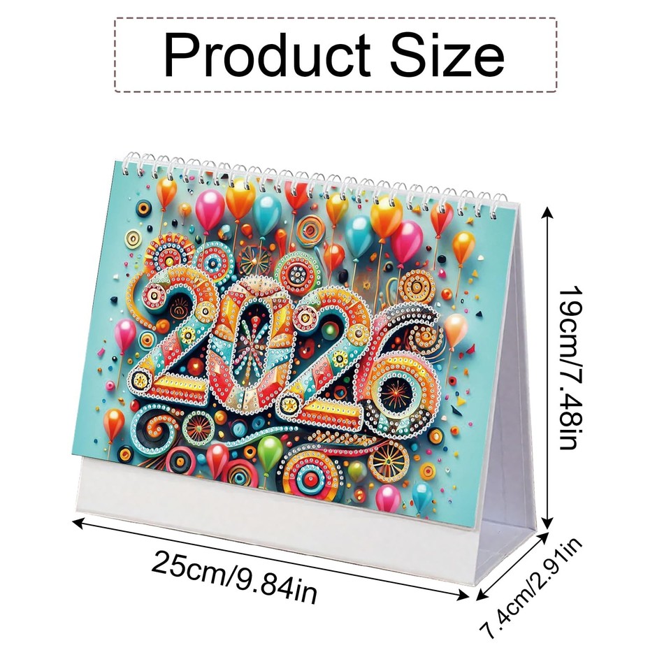 2026 Diamond Painting Kit Desk Calendar, DIY 5D Diamond Art Calendar ...