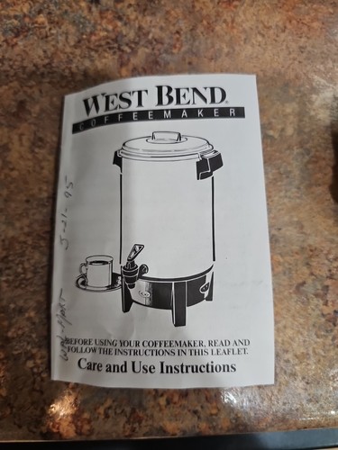 WEST BEND Coffee Maker Party Perk 12 To 42 Cup Pot Large Banquet Party ...