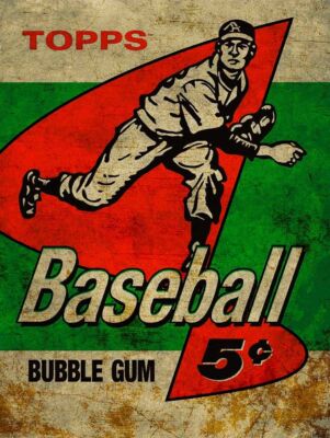1958 TOPPS BASEBALL 5¢ BUBBLE GUM HEAVY DUTY USA MADE METAL ADVERTISING ...