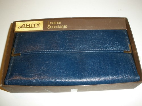 NEW Vintage Amity Leather Secretariat Wallet 7" x 4" Blue | eBay