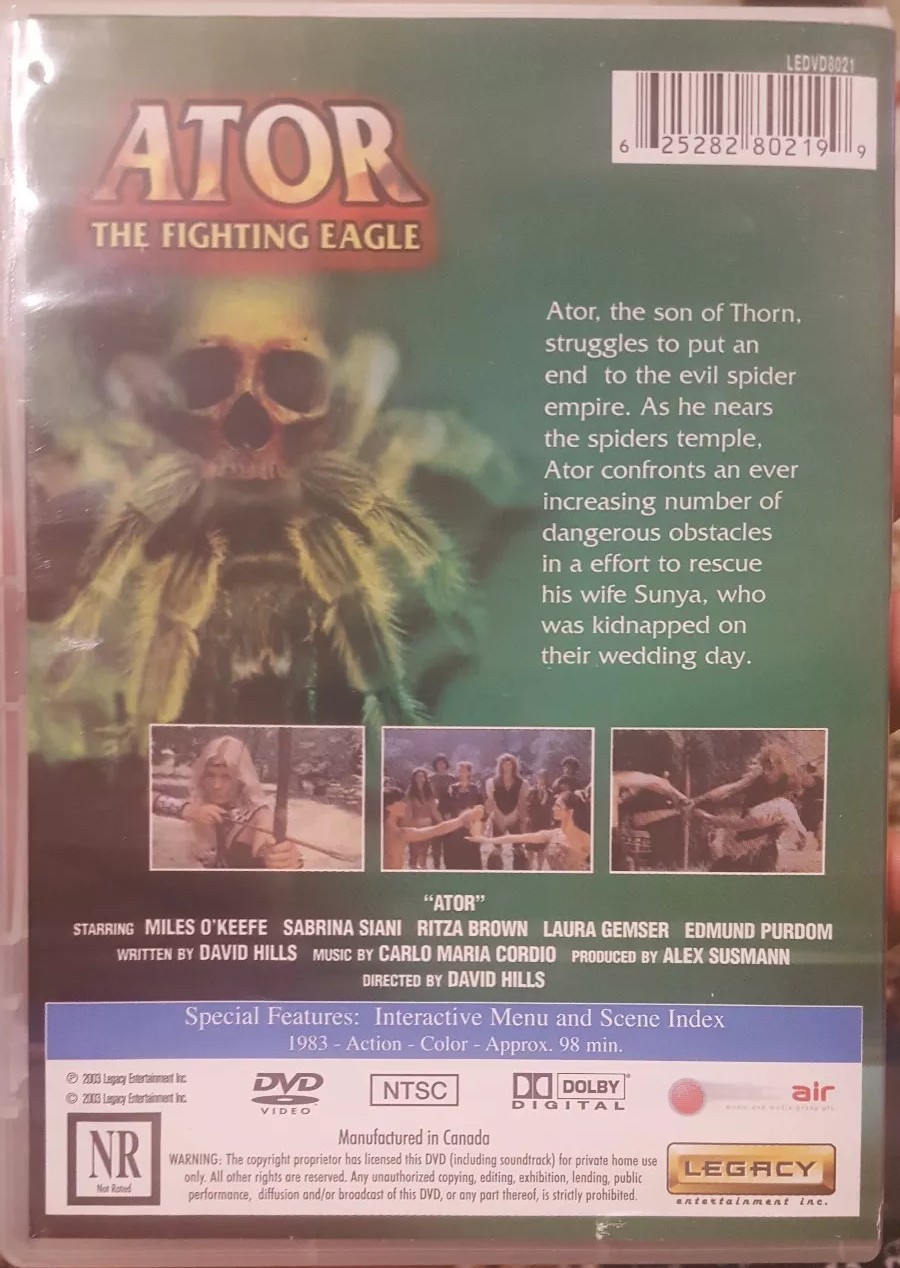 ATOR THE FIGHTING EAGLE RARE DVD MILES O'KEEFE SABRINA SIANI FANTASY ...
