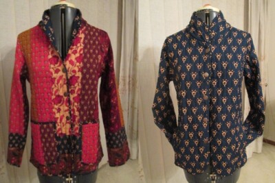 ORIENTIQUE burgundy paisley jacket reversible, quilted, rayon, pockets ...