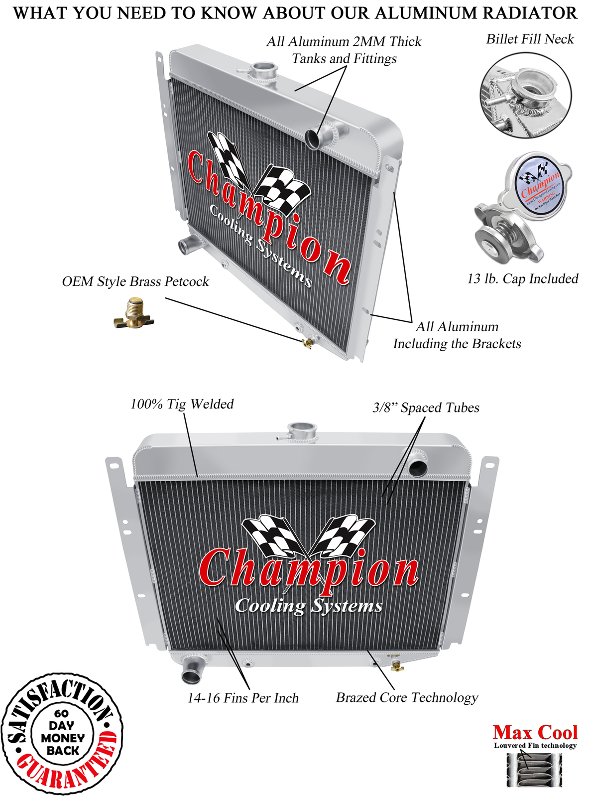 SR Champion 3 Row Radiator for 1969 - 1971 Dodge W100 Pickup V8 Engine ...