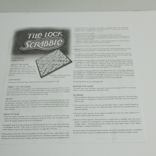 Scrabble Tile Lock Replacement Pieces Parts Paper Instructions 2011 ...