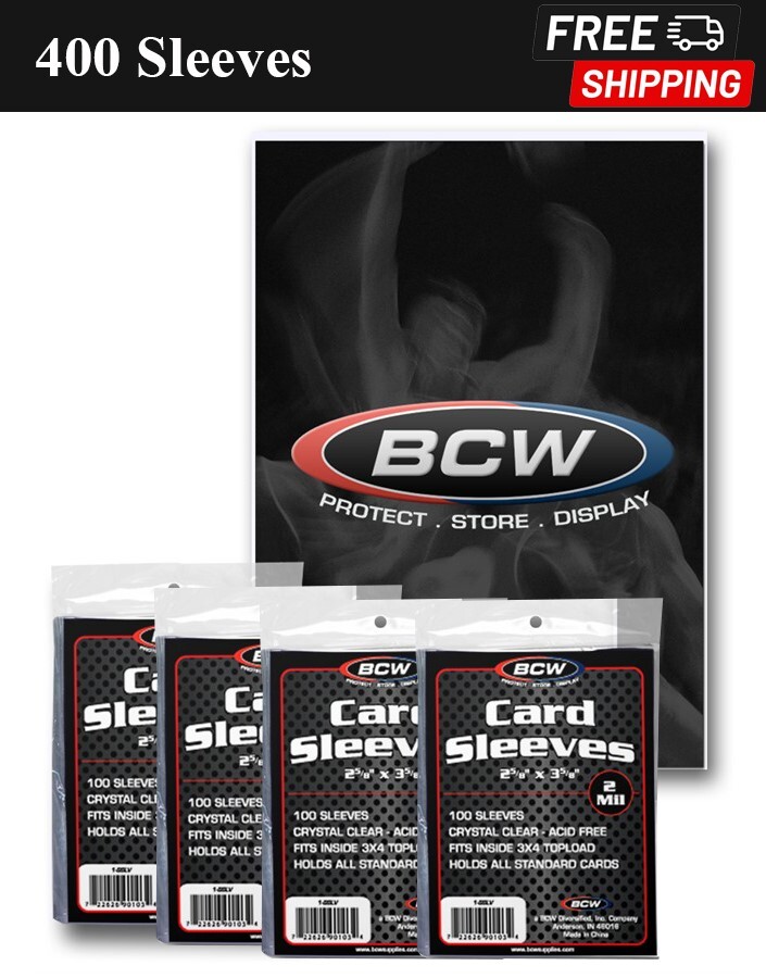 400 BCW Standard Trading Sports Baseball Card Sleeves Poly Topload Bags ...