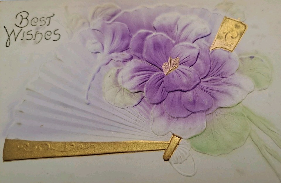 Vintage Postcard Unposted Embossed Floral Gold Foil "Best Wishes" | eBay
