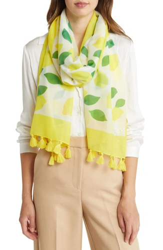 NWT New Kate Spade Lemon Toss Cotton & Silk Oblong Scarf Multicolor | eBay