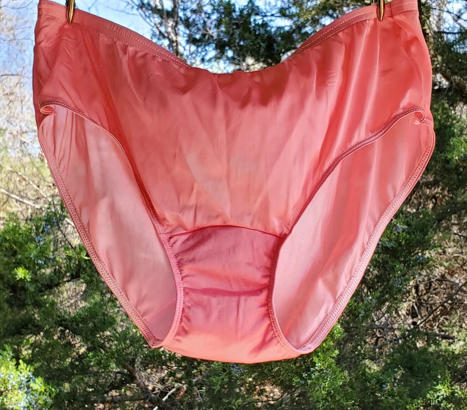 Shadowline Bikini Panty Shiny Nylon Wide Gusset Full Cut 7/L Icing PINK ...