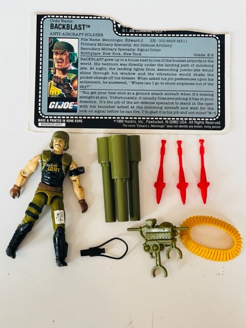 Gi Joe Cobra figure vtg Hasbro complete vtg file card 1988 Backblast ...
