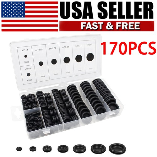 170PCS Rubber Grommet Firewall Hole Plug Electrical Wiring Gasket ...