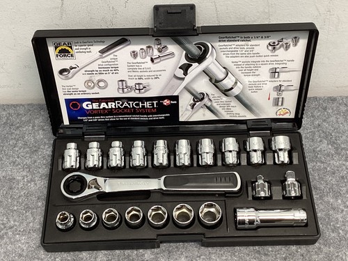 Gear Ratchet 21 Pc Vortex Socket System Set ¼”&⅜” Drive SAE & Metric ...