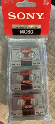 Sony MC60 Microcassette Recordable Blank Cassette 3 pack 60 min New ...