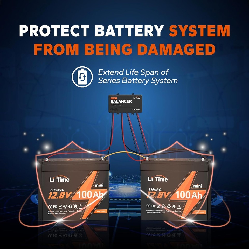 Litime 48V Battery Balancer Equalizer for AGM Gel Lithium LiFePO4 ...