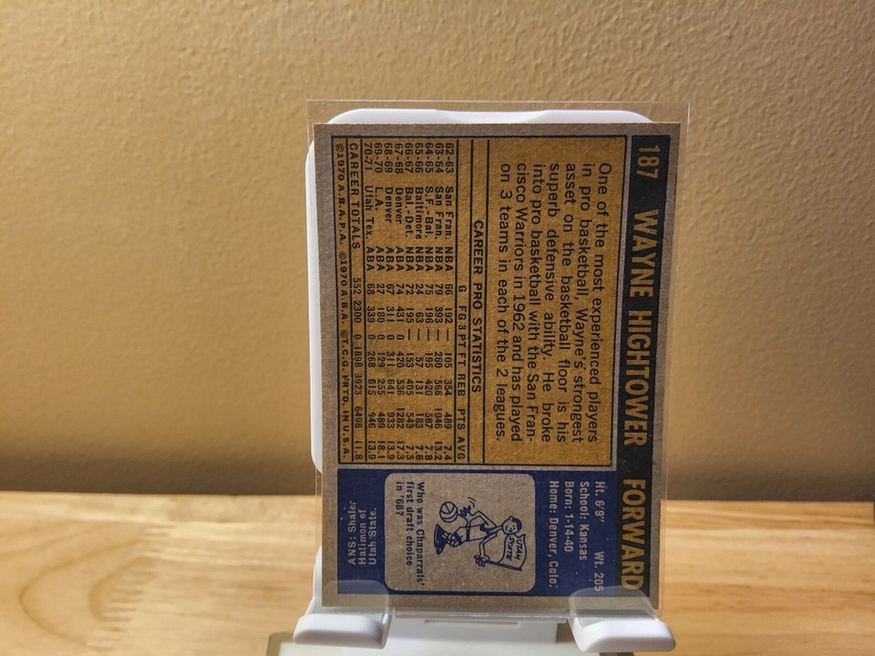 1971-72 Topps - #187 Wayne Hightower - Very Good to Near Mint | eBay