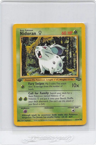 Nidoran 57/64 - 1st Edition - Jungle Set - VINTAGE WOTC POKEMON CARD ...