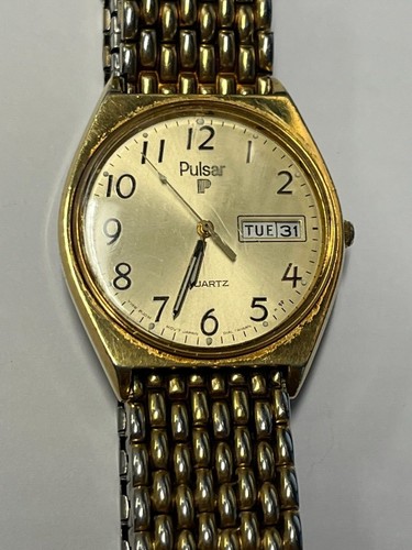 Working Vintage Late 1980's or Early 1990's Men's Gold Pulsar Quartz ...